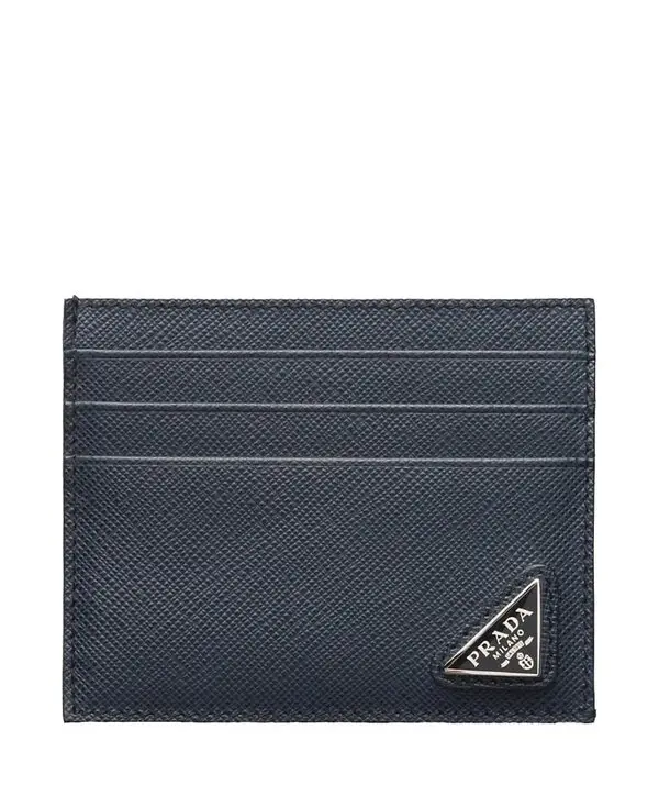 Prada Saffiano Leather Card Holder - Blue