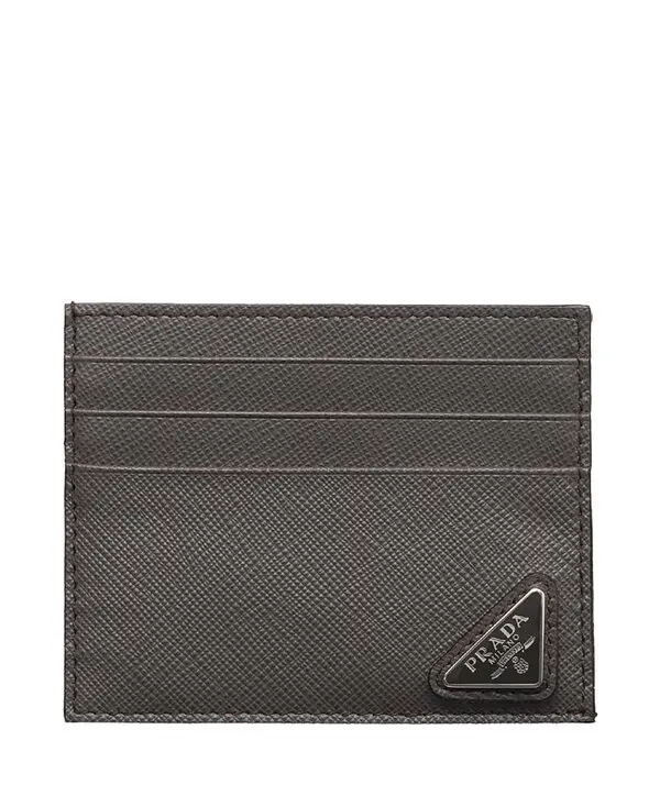 Prada Saffiano Leather Card Holder - Grey