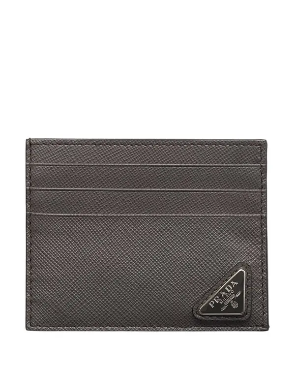 Prada Saffiano Leather Card Holder - Grey