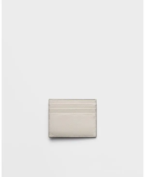Prada Saffiano Leather Card Holder - Neutral