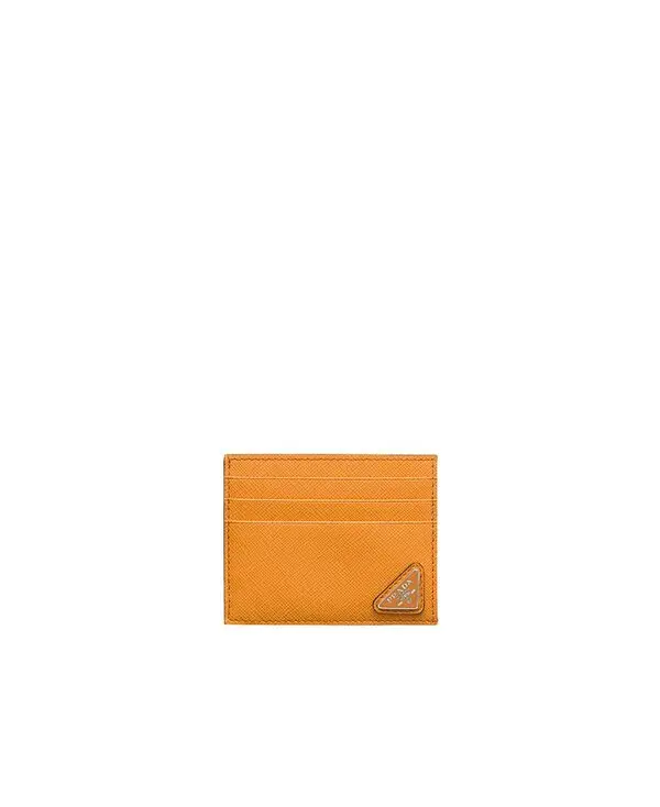 Prada Saffiano Leather Card Holder - Orange