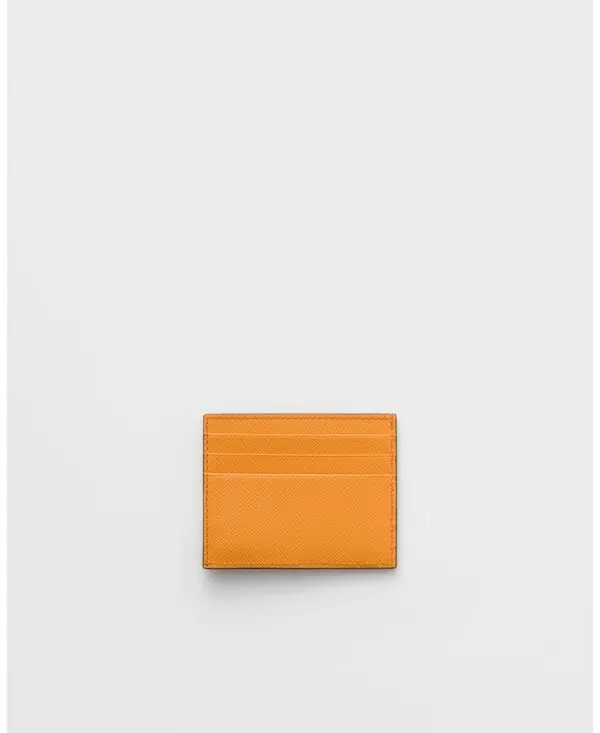 Prada Saffiano Leather Card Holder - Orange