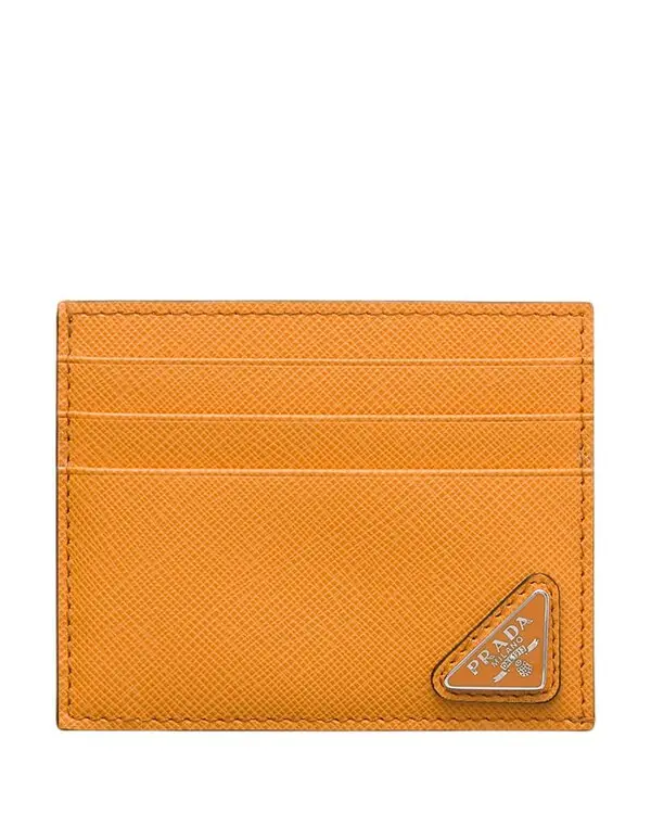Prada Saffiano Leather Card Holder - Orange