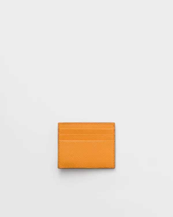 Prada Saffiano Leather Card Holder - Orange