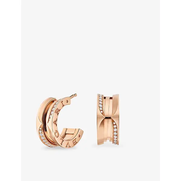 BVLGARI B.zero1 18ct Rose-gold And Diamond Hoop Earrings - Rose Gold