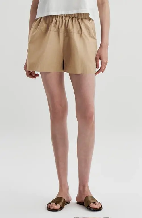 A.L.C. Cotton Paperbag Waist Shorts - Desert Beige