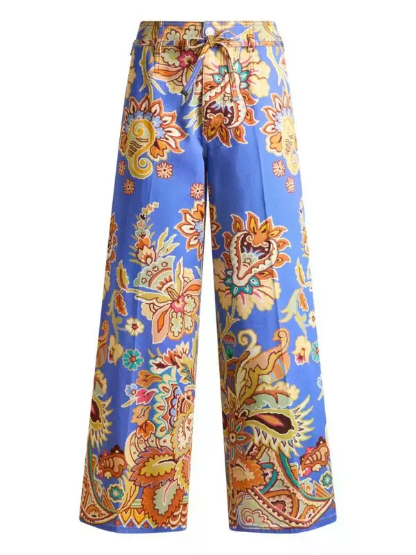 Etro Printed Belted Trousers