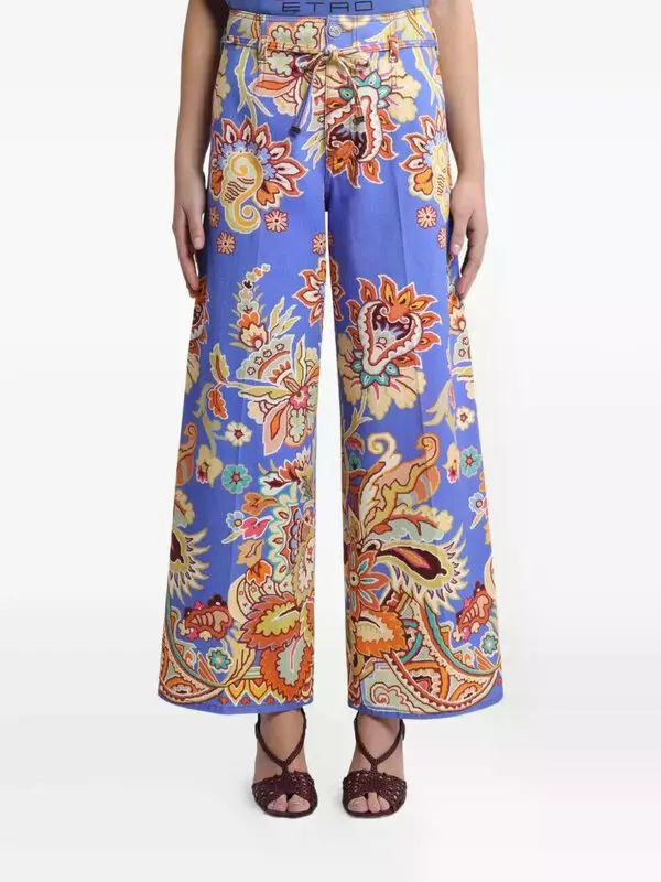 Etro Printed Belted Trousers