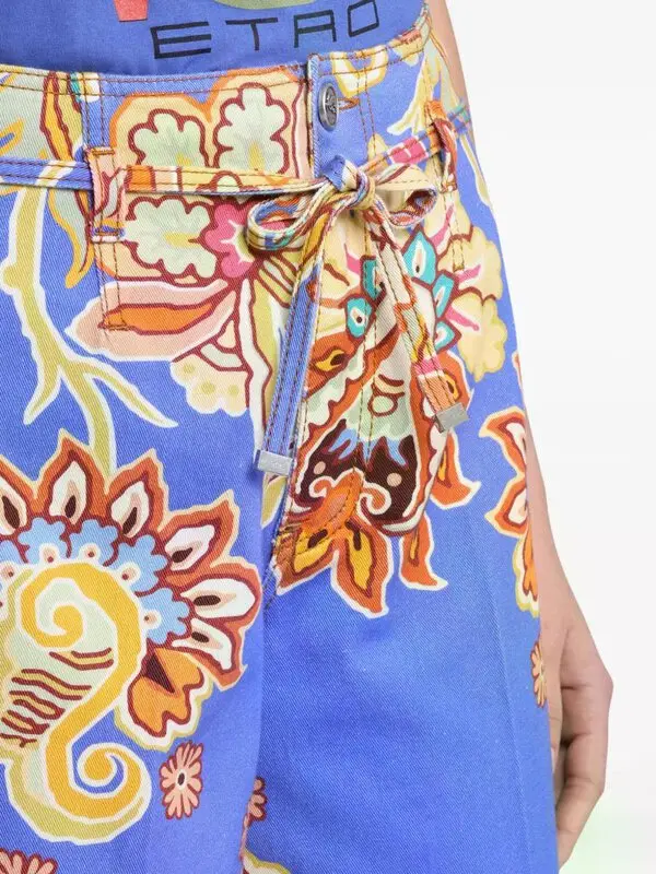 Etro Printed Belted Trousers