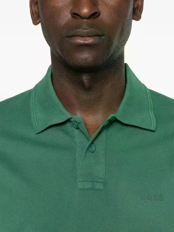 BOSS Logo-embroidered Piqué Polo Shirt - Green