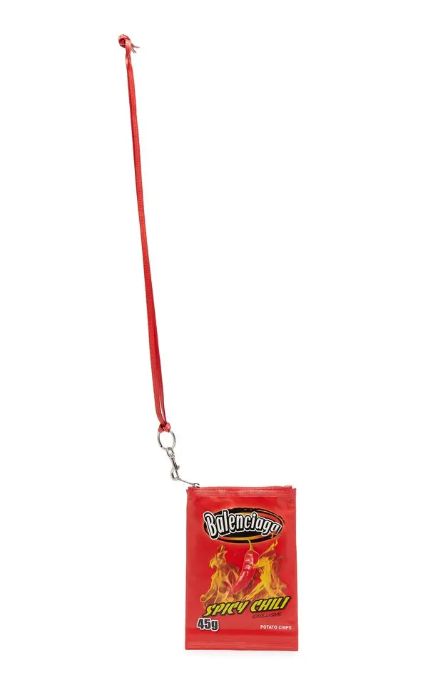 Balenciaga Chips Leather Pouch - Red