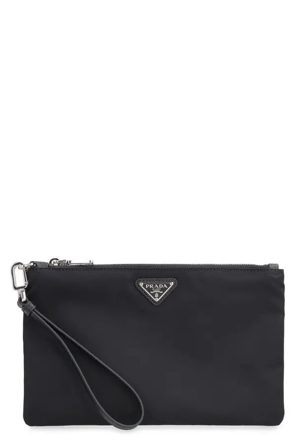Prada Re-nylon Pouch-bag With Logo - Black