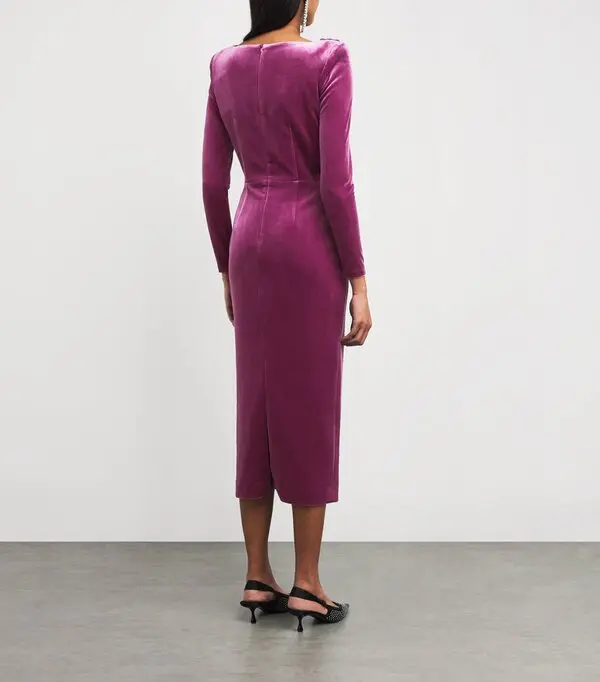 Alex Perry Velvet Draped Midi Dress