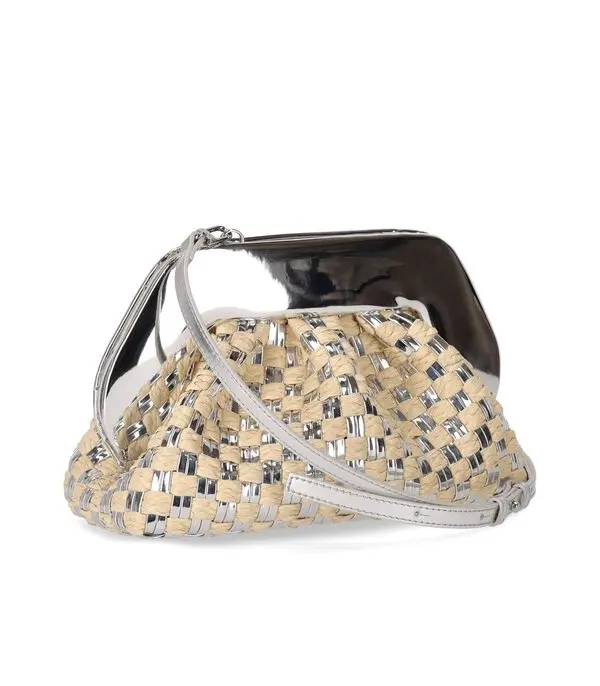 Themoire woven clutch with removable and adjustable strap Themoire Clutch With Removable Shoulder Strap - Green  main image 3
