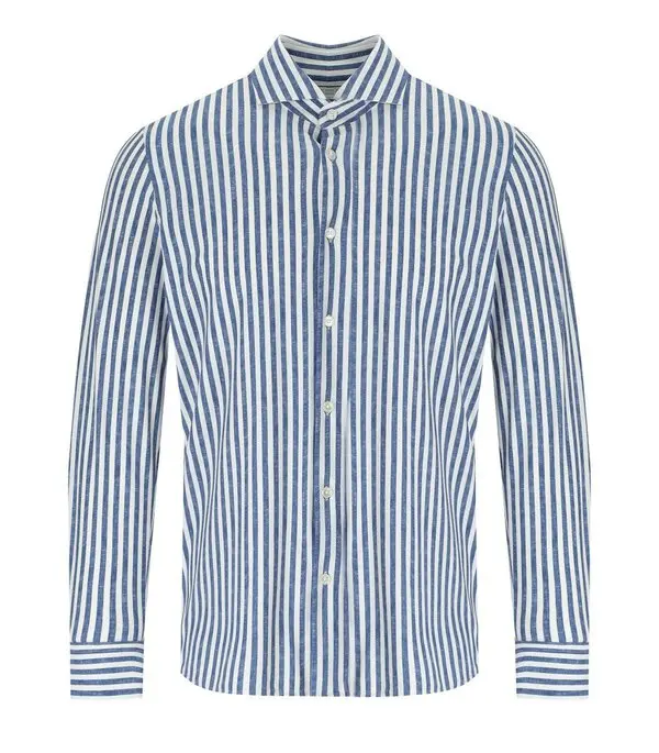 ARCHIVIUM Blue Linen Effect Shirt - White