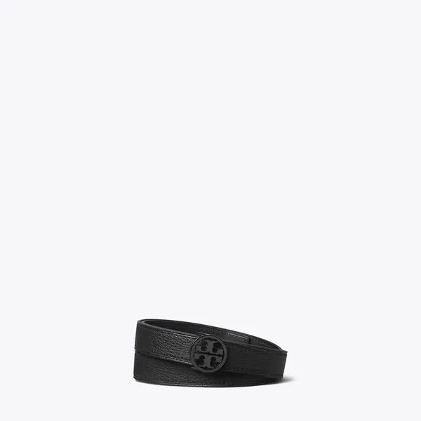 Tory Burch 1" Miller Pebbled Belt - Black/black/black