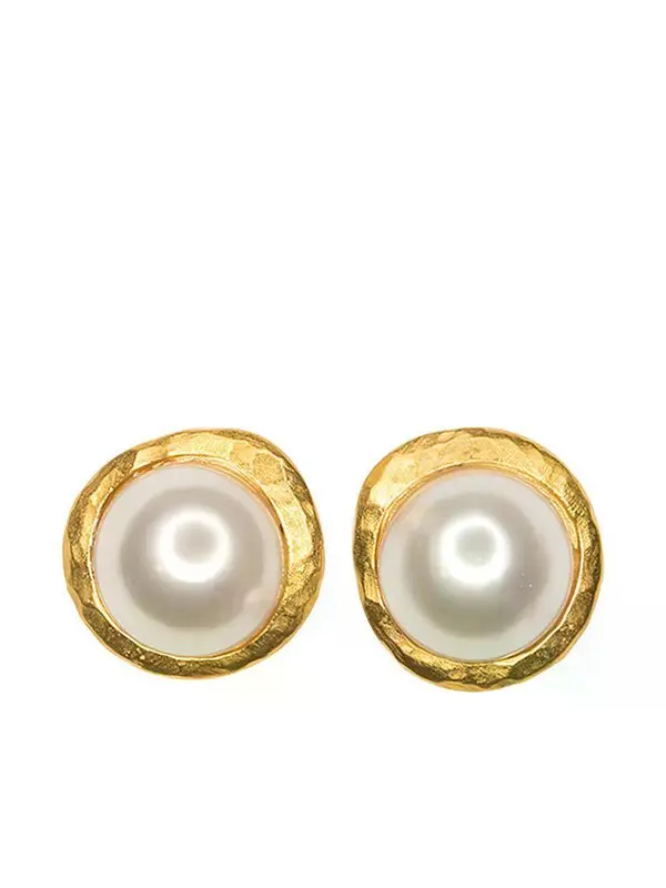 KENNETH JAY LANE Pearl Detailing Clip-on Earrings - Gold