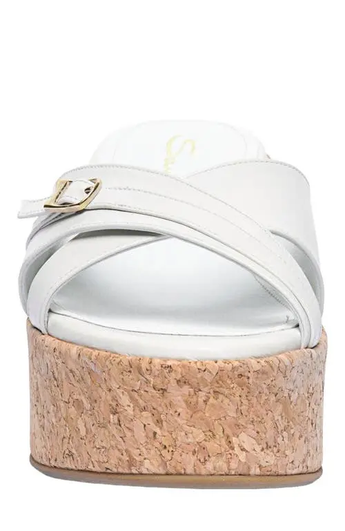 Santoni Leather Wedge Slides - White