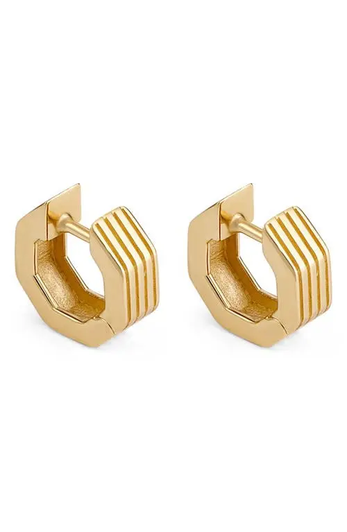 IVI LOS ANGELES Octagon Huggie Hoop Earrings - Yellow Gold