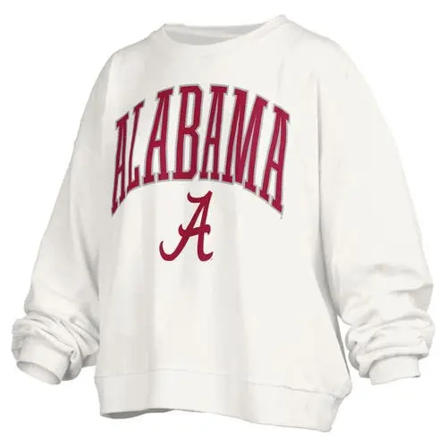 PRESSBOX Alabama Crimson Tide Oversized Pullover Sweatshirt - White
