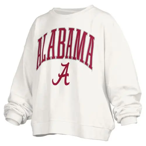 PRESSBOX Alabama Crimson Tide Oversized Pullover Sweatshirt - White
