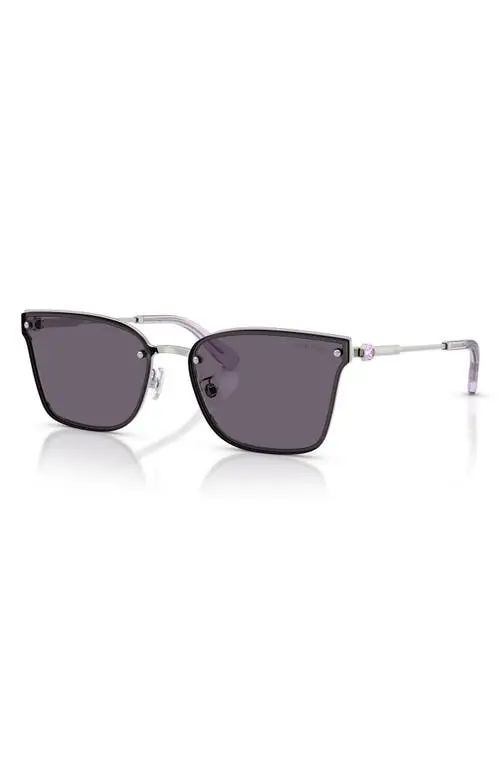 SWAROVSKI 62mm Irregular Sunglasses - Silver/ Violet
