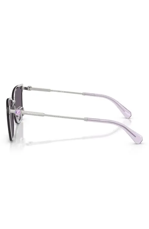 SWAROVSKI 62mm Irregular Sunglasses - Silver/ Violet