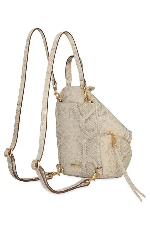 Rebecca Minkoff Mini Julian Snakeskin Print Convertible Backpack With Fringe