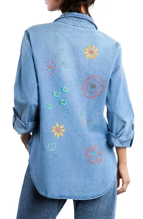 BILLY T Embroidered Button-up Shirt - Denim