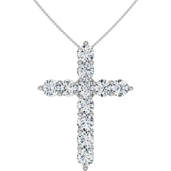 BLISS DIAMOND 2ct Tw Diamond Cross 14k Gold Necklace - White Gold