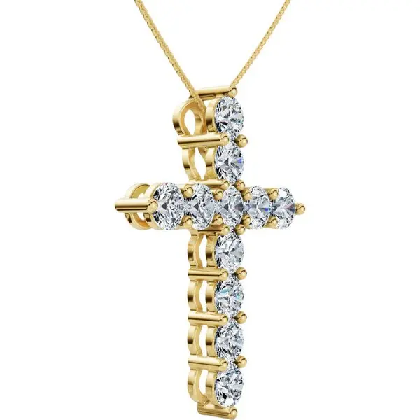 BLISS DIAMOND 2ct Tw Diamond Cross 14k Gold Necklace - Yellow Gold