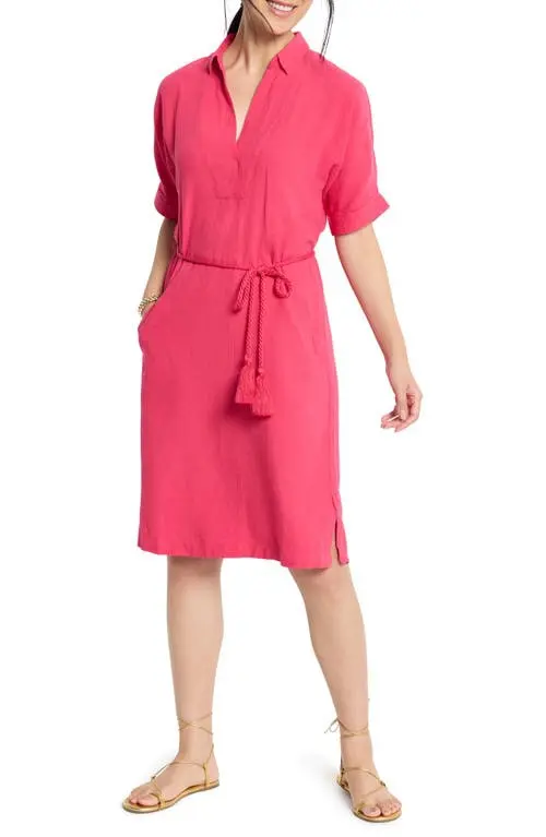 NIC+ZOE Rumba Tie Belt Linen Blend Shirt Dress
