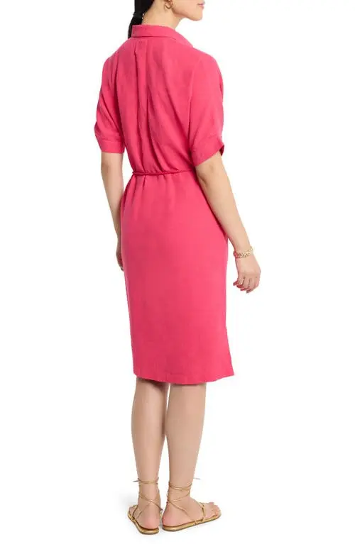 NIC+ZOE Rumba Tie Belt Linen Blend Shirt Dress