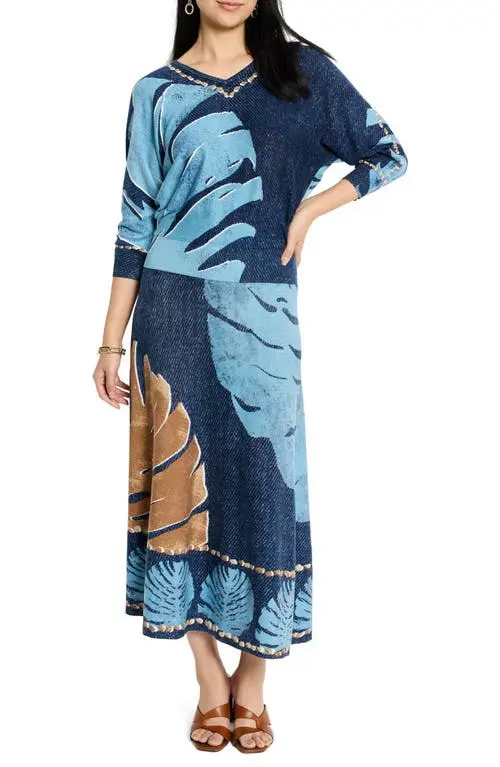 NIC+ZOE Twilight Print Knit Midi Skirt