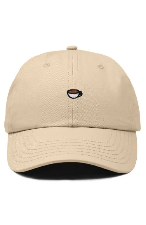 DALIX Lil Coffee Embroidered Baseball Cap - Khaki