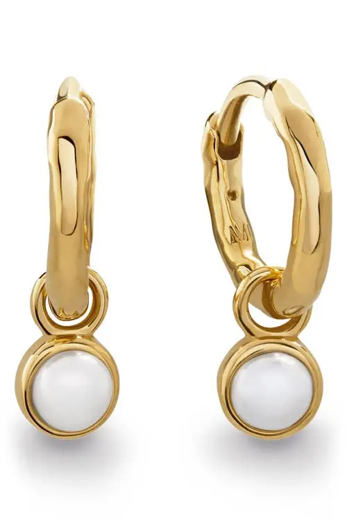 Monica Vinader Siren Pearl Charm Huggie Hoop Earrings - 18k Gold Vermeil / Pearl