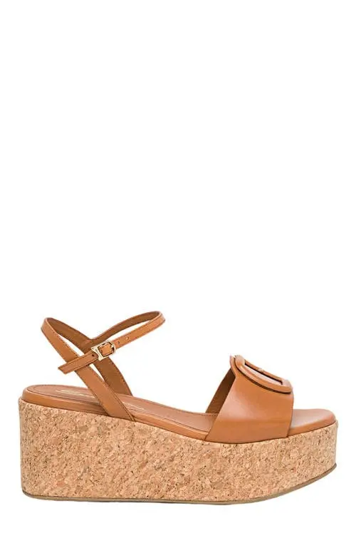 Santoni Leather Wedge Sandals - Light Brown