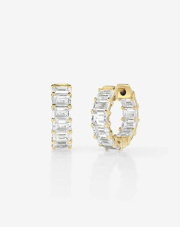 Ring Concierge Emerald-cut Lab-grown Diamond Huggies In 14k Solid Gold - One-color