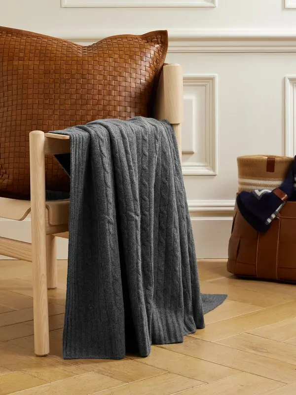 Ralph Lauren Cable-knit Cashmere Blanket - Gray