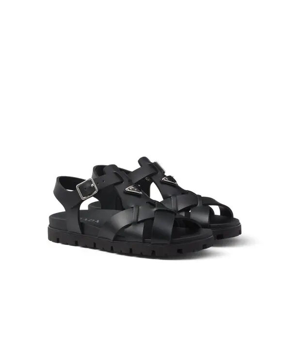 Prada Crisscross Rubber Sandals