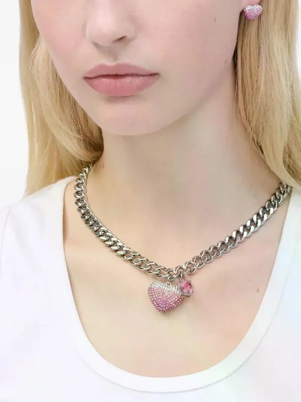 Marc Jacobs Heart Balloon Pave Charm Necklace - Silver