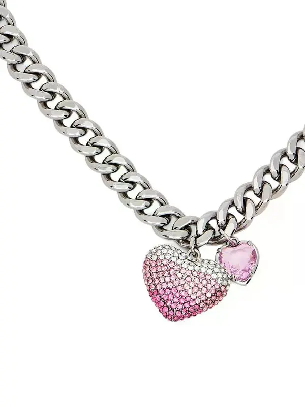 Marc Jacobs Heart Balloon Pave Charm Necklace - Silver
