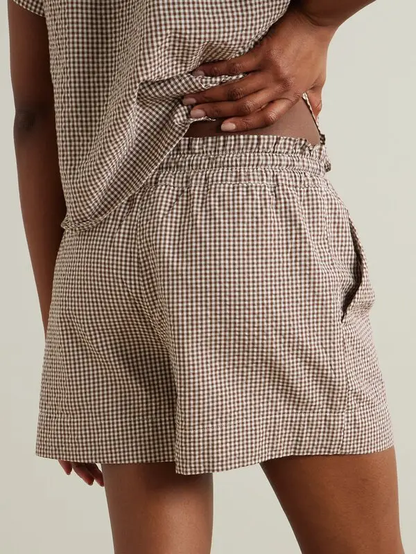 Veronica Beard Tjana Gingham Cotton-blend Shorts - Brown
