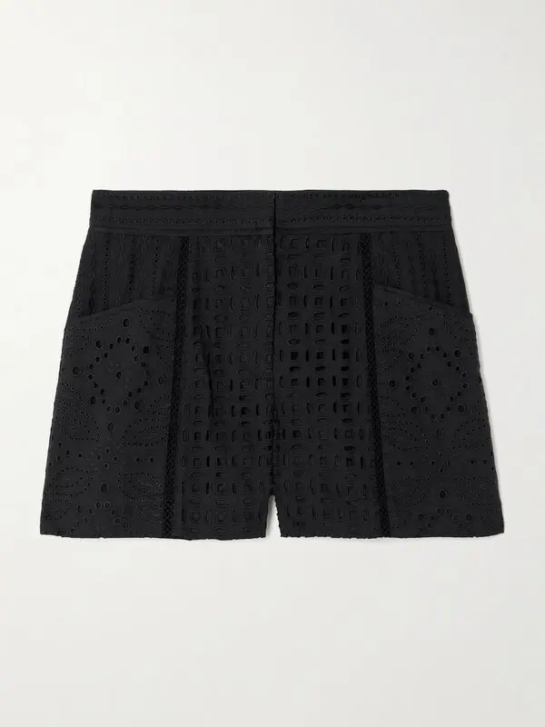 Veronica Beard Fabian Broderie Anglaise Cotton Shorts
