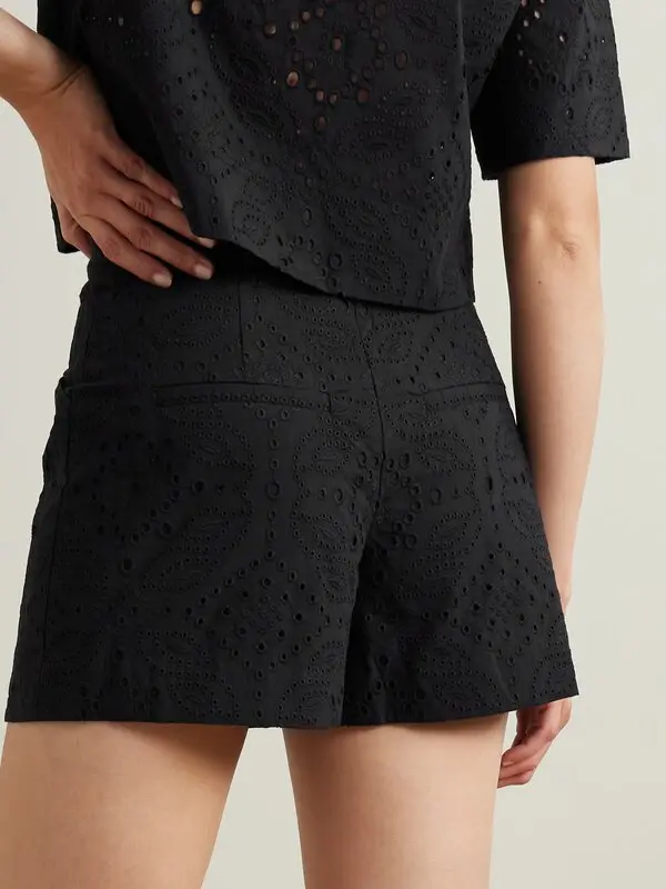 Veronica Beard Fabian Broderie Anglaise Cotton Shorts