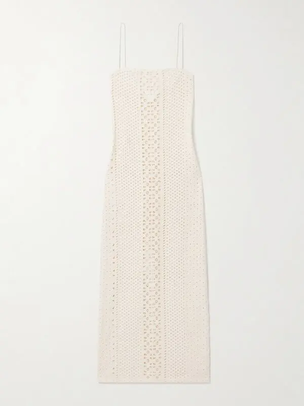 SARA CRISTINA Pearl-embellished Crocheted Maxi Dress