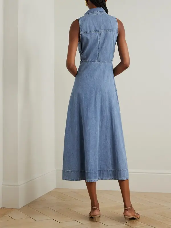 asos design high neck shirred waist mini dress in texture bodice with ruffle hem denim wash making it a perfect colour_indigo Topshop - Denim Funnel Sizes:5X-Large