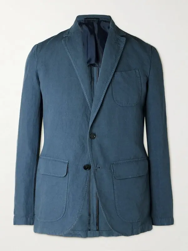 Sid Mashburn Butcher Hemp And Cotton-blend Canvas Blazer