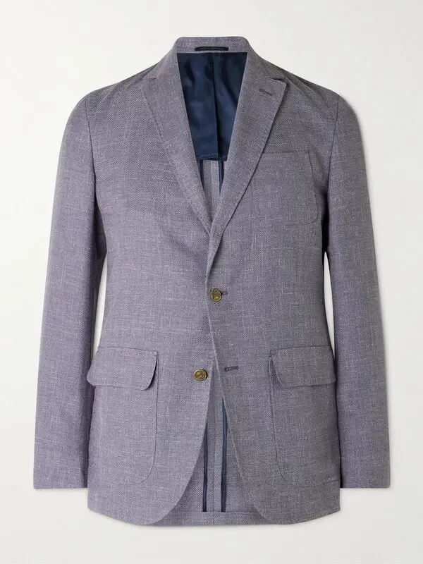 Sid Mashburn Ghost Slim-fit Wool, Cotton, Silk And Linen-hopsack Blazer - Blue