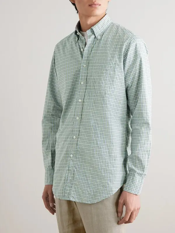 Sid Mashburn Button-down Collar Checked Cotton-poplin Shirt